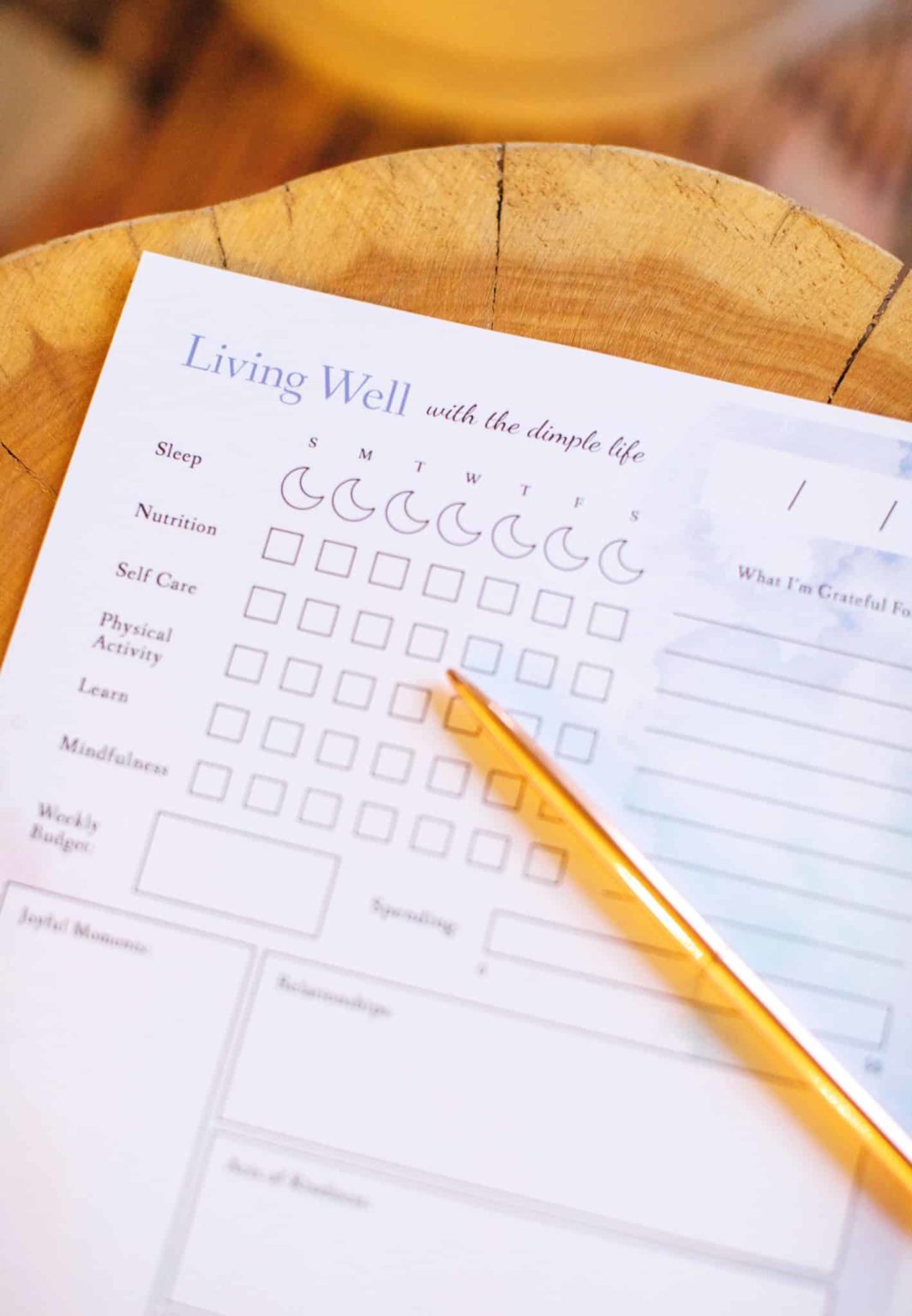 Living Well Tracker | The Dimple Life